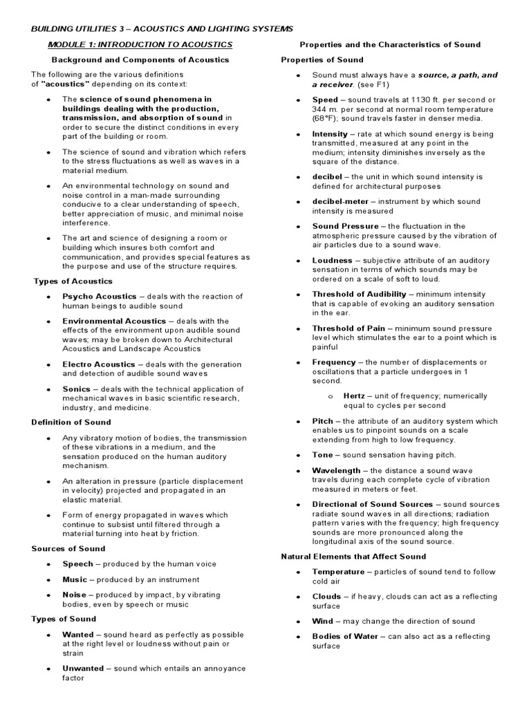 Building Utilities 3 - Acoustics and Lighting Systems | PDF | Sound ...