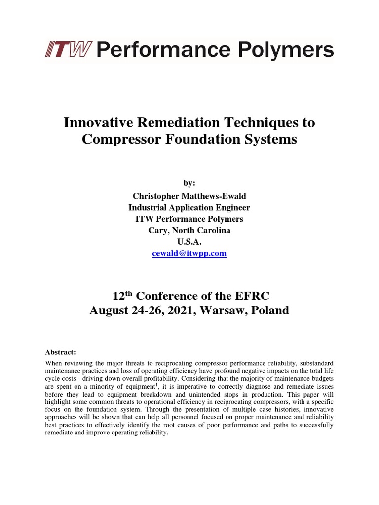 Innovative Remediation Techniques To Compressor Foundation Systems ...