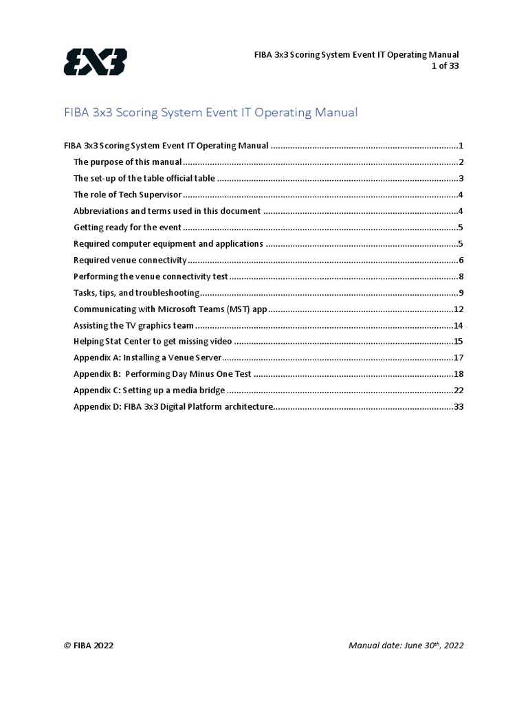 FIBA3x3 Scoring System Event IT Manual | PDF | Computer Network | Wi Fi