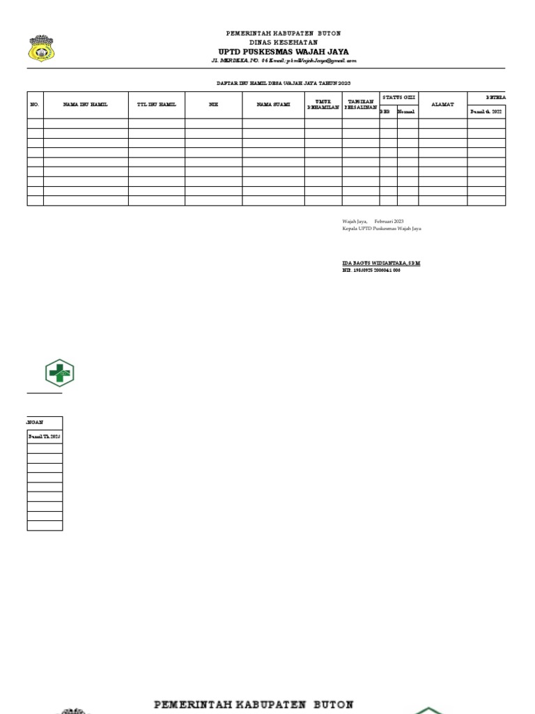 Form Bumil Untuk Bidan Desa - 1 | PDF