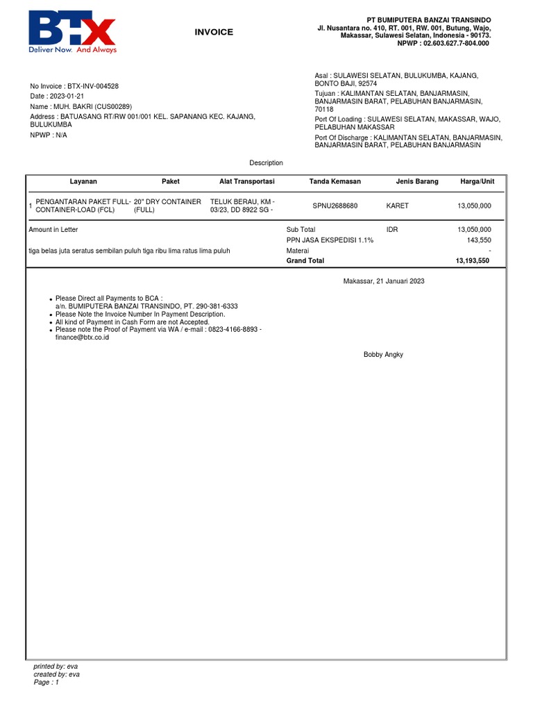 BTX Inv 004528 | PDF