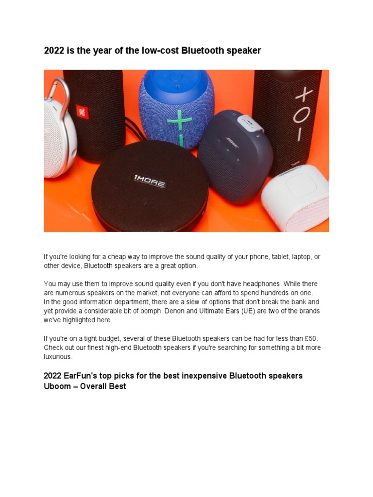 2022 Is The Year of The Low-Cost Bluetooth Speaker | PDF | Loudspeaker ...