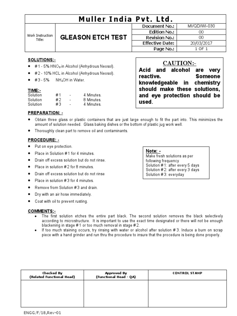 Grinding Burn Test Work Instruction | PDF | Industrial Processes ...