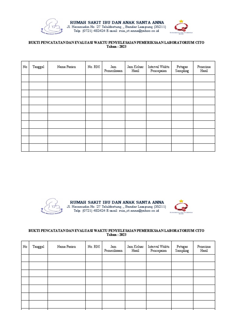 Bukti Pencatatan Dan Evaluasi Waktu Penyelesaian Pemeriksaan ...