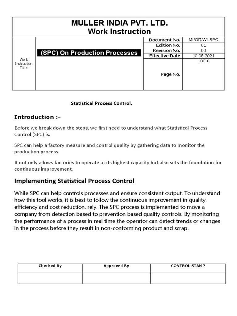 SPC Work Instruction | PDF | Statistics | Business Process