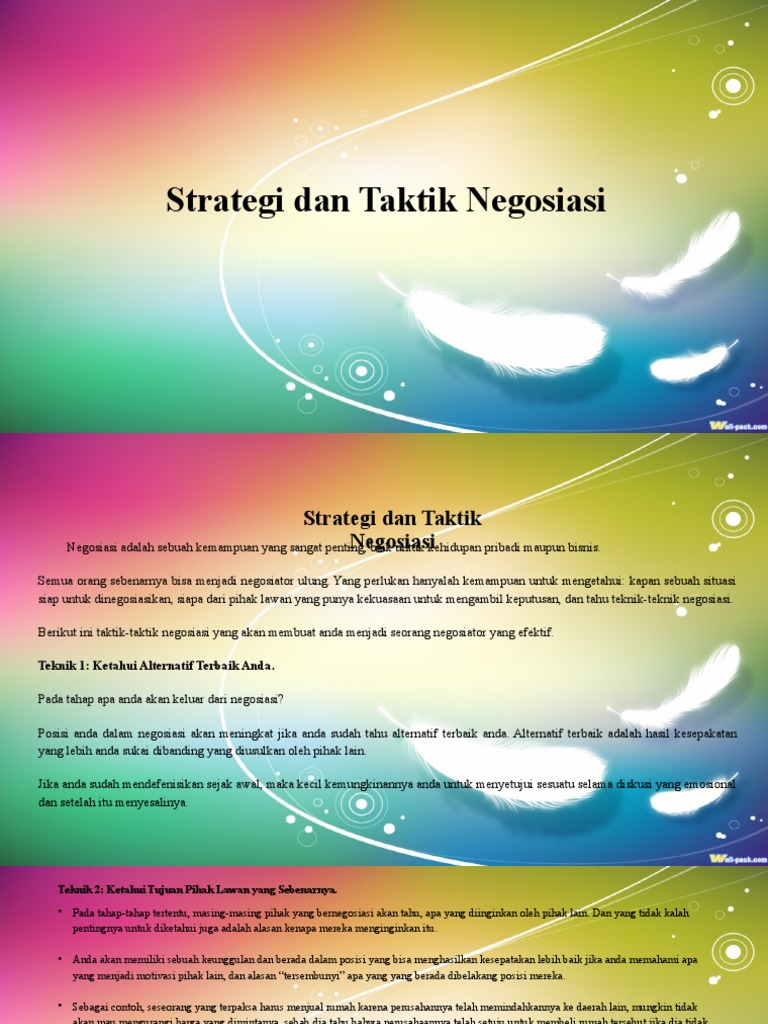Taktik Negosiasi Bisnis Efektif | PDF