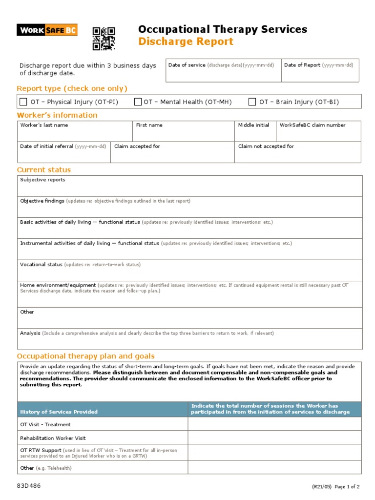 Ot Discharge | Download Free PDF | Occupational Therapy | Health Care