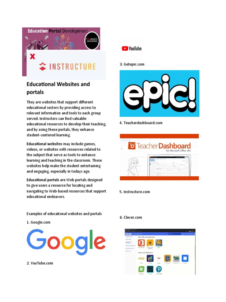 Top Educational Websites & Portals | PDF