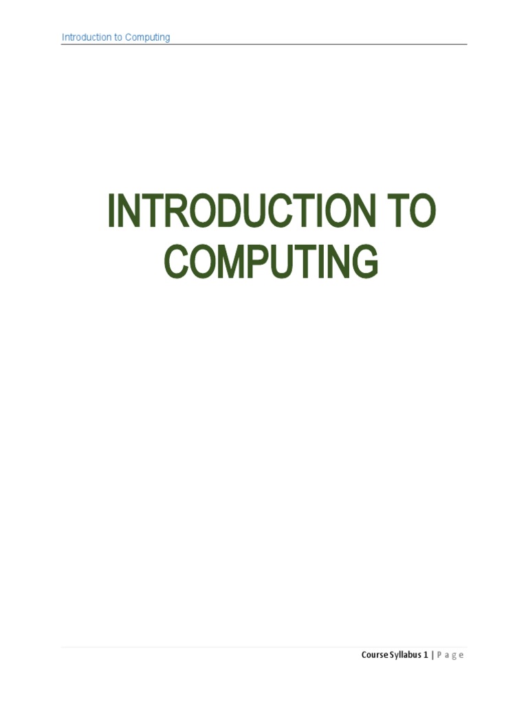 Introduction To Computing Prelim | PDF