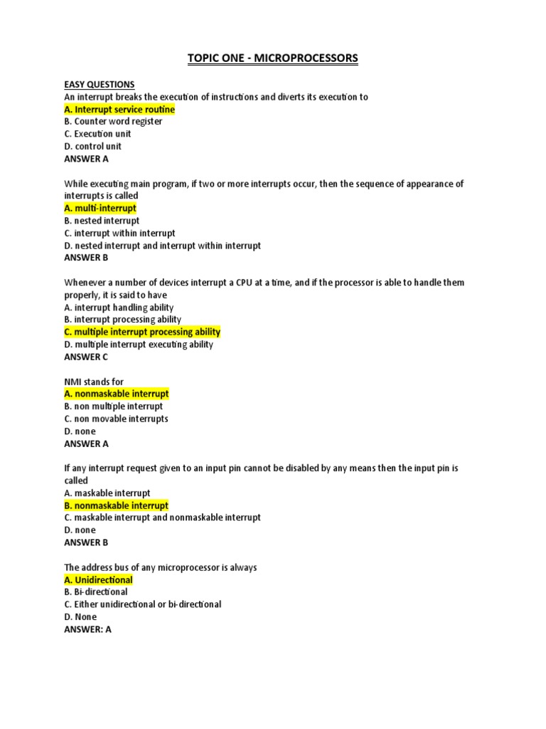 MICROPROCESSORS - MCQs | PDF | Central Processing Unit | Random Access Memory
