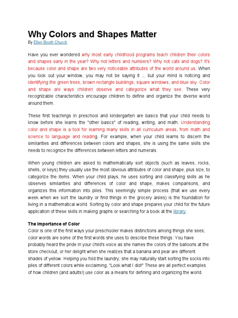 Importance of Colors and Shapes for Kids | PDF | Color | Mathematics