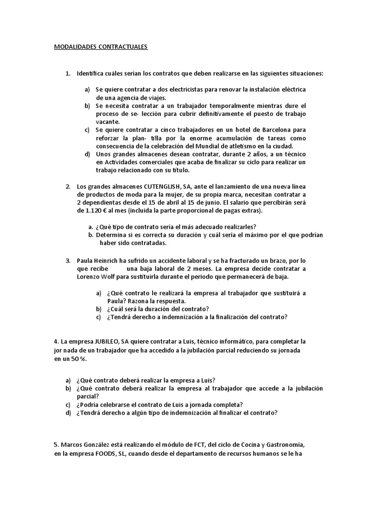 Modalidades Contractuales 1 | PDF | Salario | Tiempo de trabajo