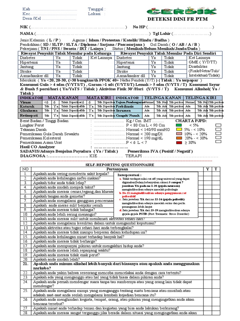 Lembar Skrining PTM ASIK ++ SRQ | PDF