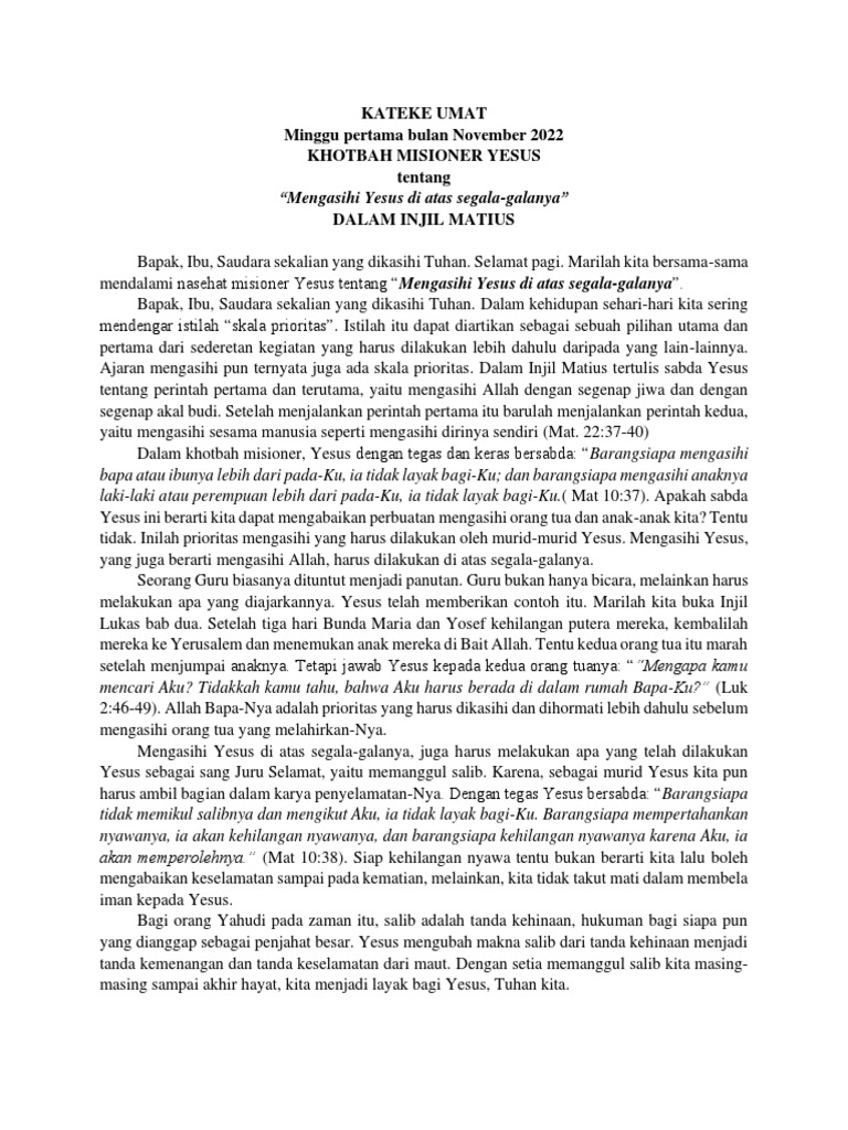 Mengasihi Yesus di Atas Segalanya | PDF | Filsafat | Agama & Spiritualitas