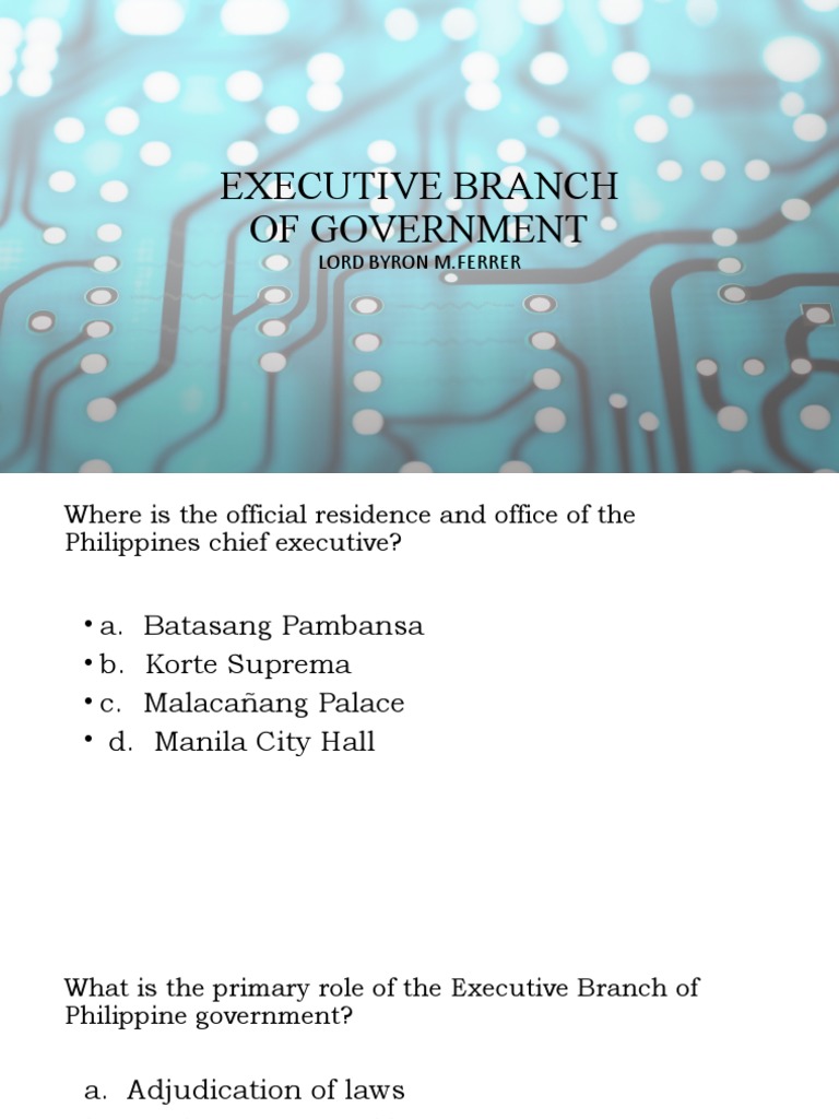 Exucutive Branch of Government | PDF | President Of The Philippines ...