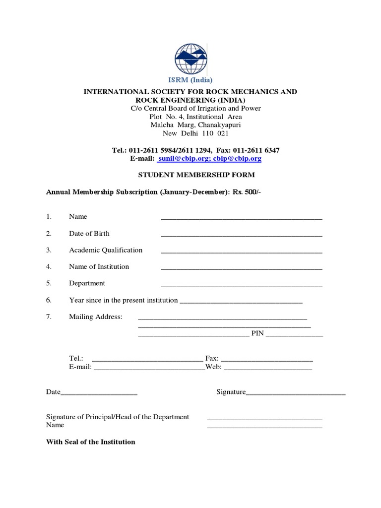 Student Membership Form-Isrm | PDF | Cheque | Money