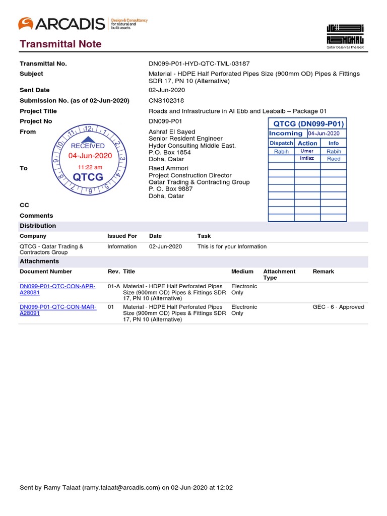 Approvals For HDPE Perforated Pipes 900mm | PDF | Specification (Technical Standard) | Business