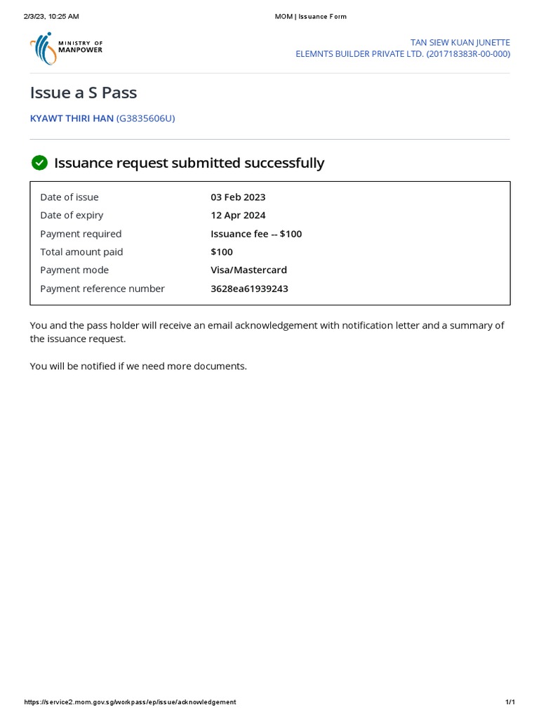MOM - Issuance Form | PDF