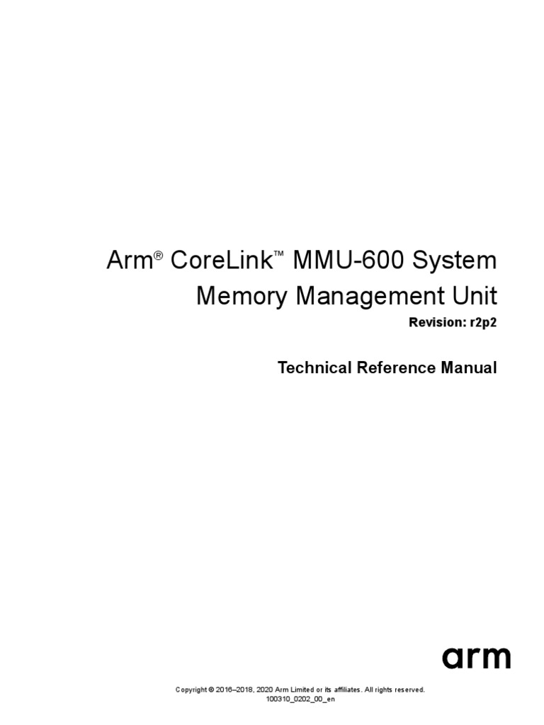 Corelink Mmu600 System Memory Management Unit Technical Reference Manual 100310 0202 00 en | PDF ...