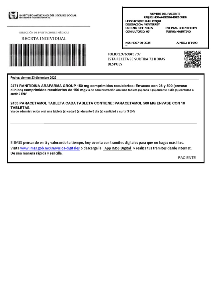 Receta Del Imss | PDF