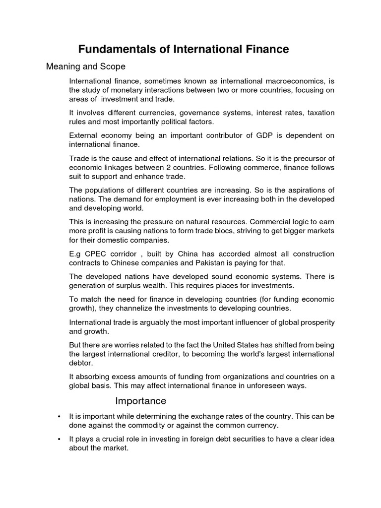 Fundamentals of International Finance | PDF | Exchange Rate | Balance ...