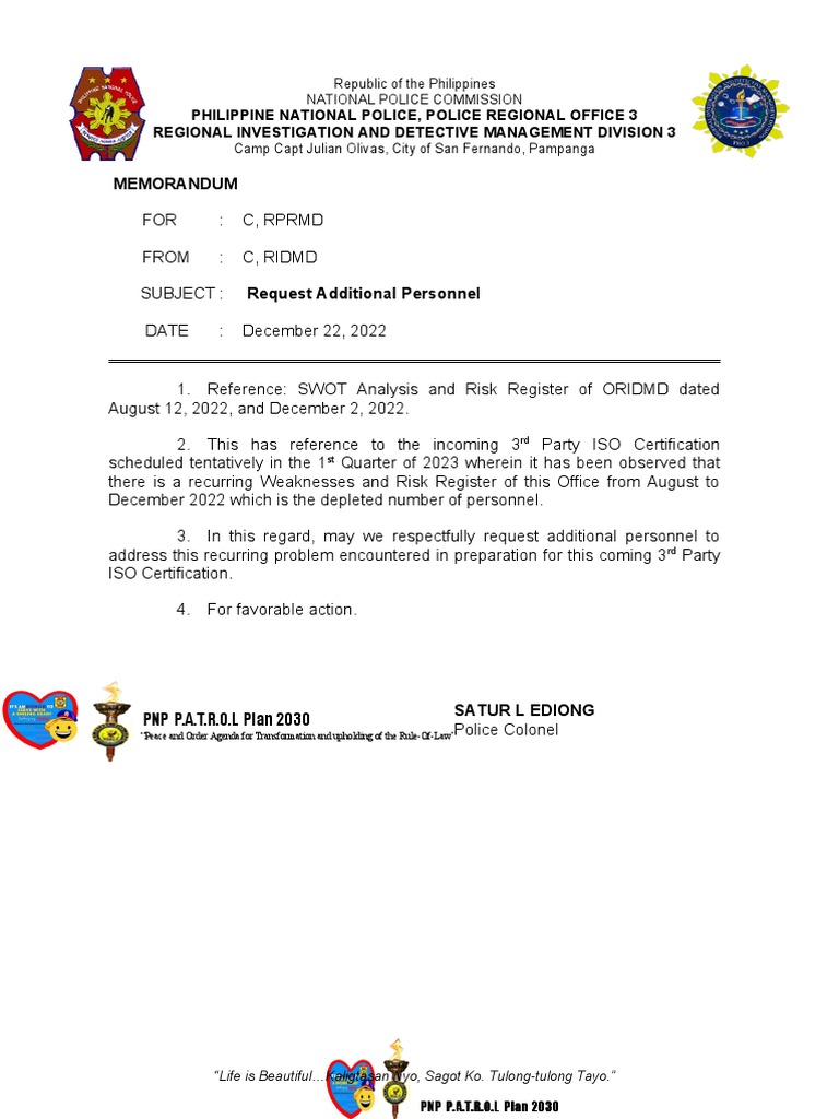 Request Personnel ISO | PDF