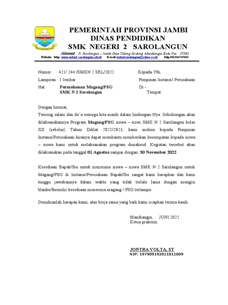 Surat Ulasan Magang | PDF