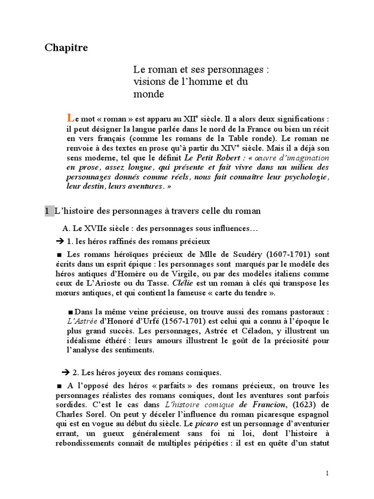 Le roman : histoire et personnages | PDF | Romans