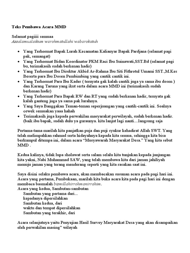 Teks MC MMD | PDF | Kajian Bahasa Asing | Agama & Spiritualitas
