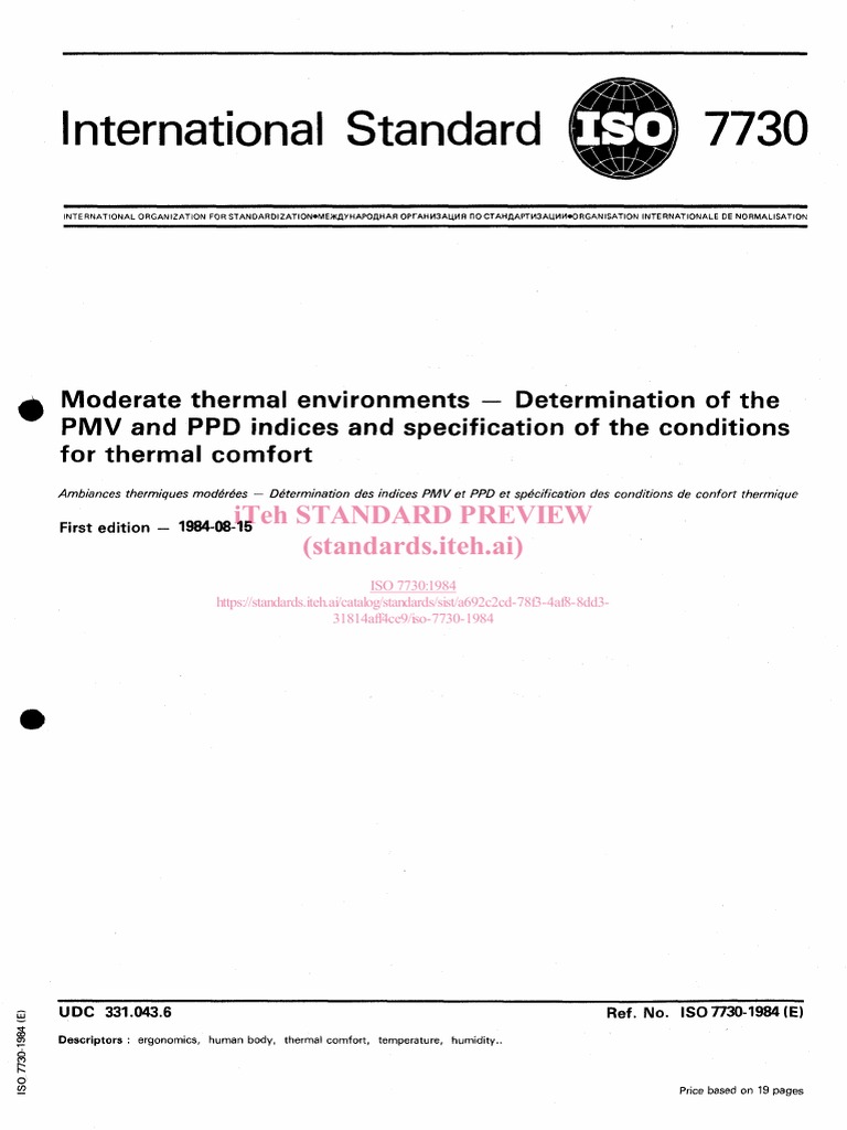 Iso-7730-1984 | PDF | Branches Of Thermodynamics | Heat Transfer