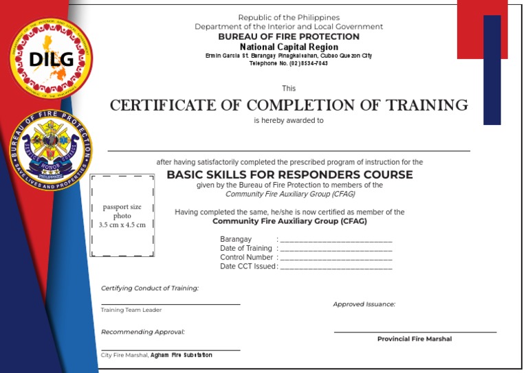CFAG Basic Skills Training Certificate | PDF