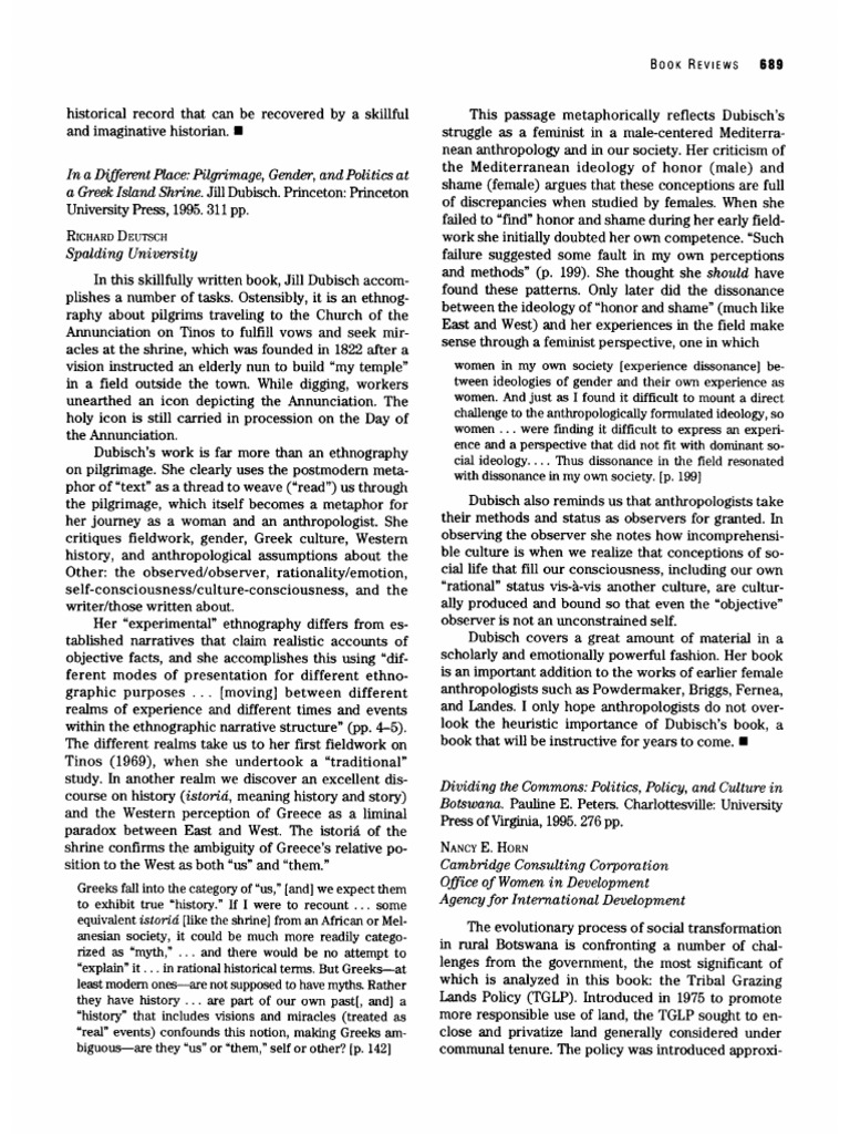 RICHARD DE UTSCH Review | PDF | Anthropology | Ethnography