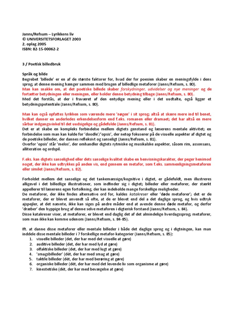 Janns-Refsum - Billedsprog Og Metaforer | PDF