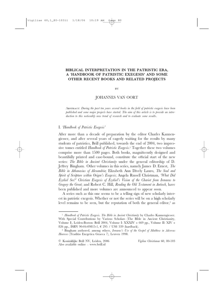 Biblical Interpretation in The Patristic | PDF | Church Fathers | Exegesis