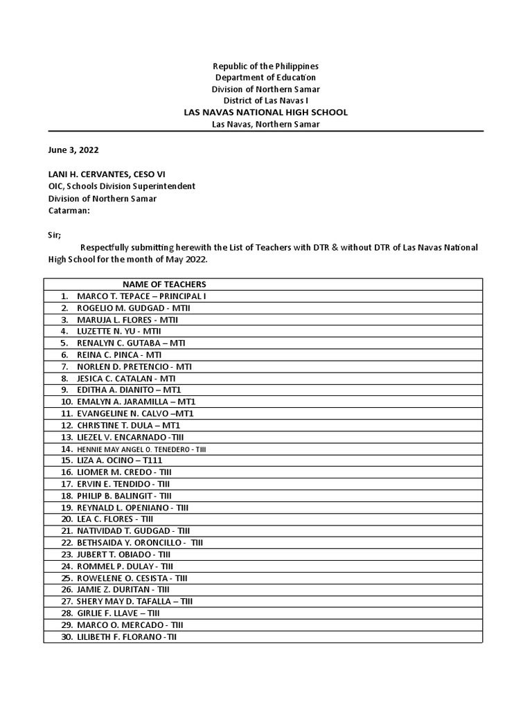 List of JHS Teaching and Non-Teaching Personnel | PDF