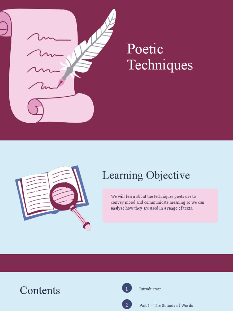 Poetic Techniques Lecture | PDF | Poetry | Metre (Poetry)