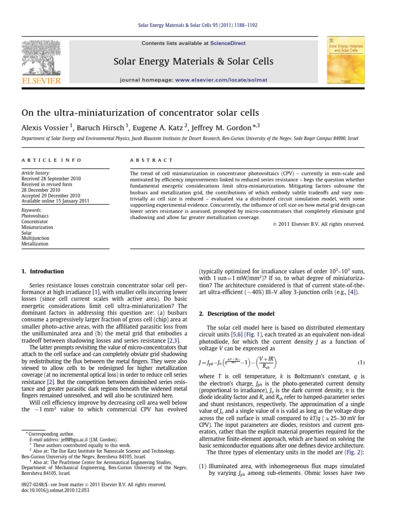 Ultra-Miniaturization in CPV Cells | PDF | Solar Cell | Electrical ...