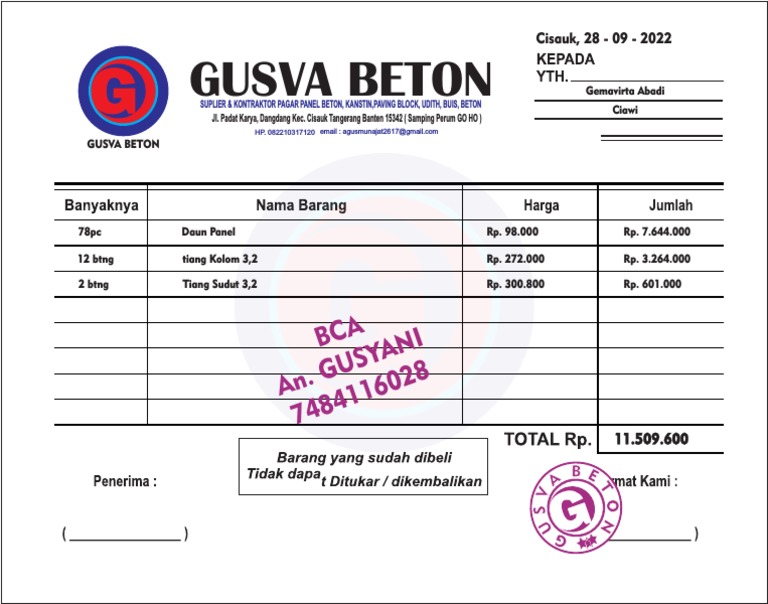 Surat Jalan Gusva Beton | PDF