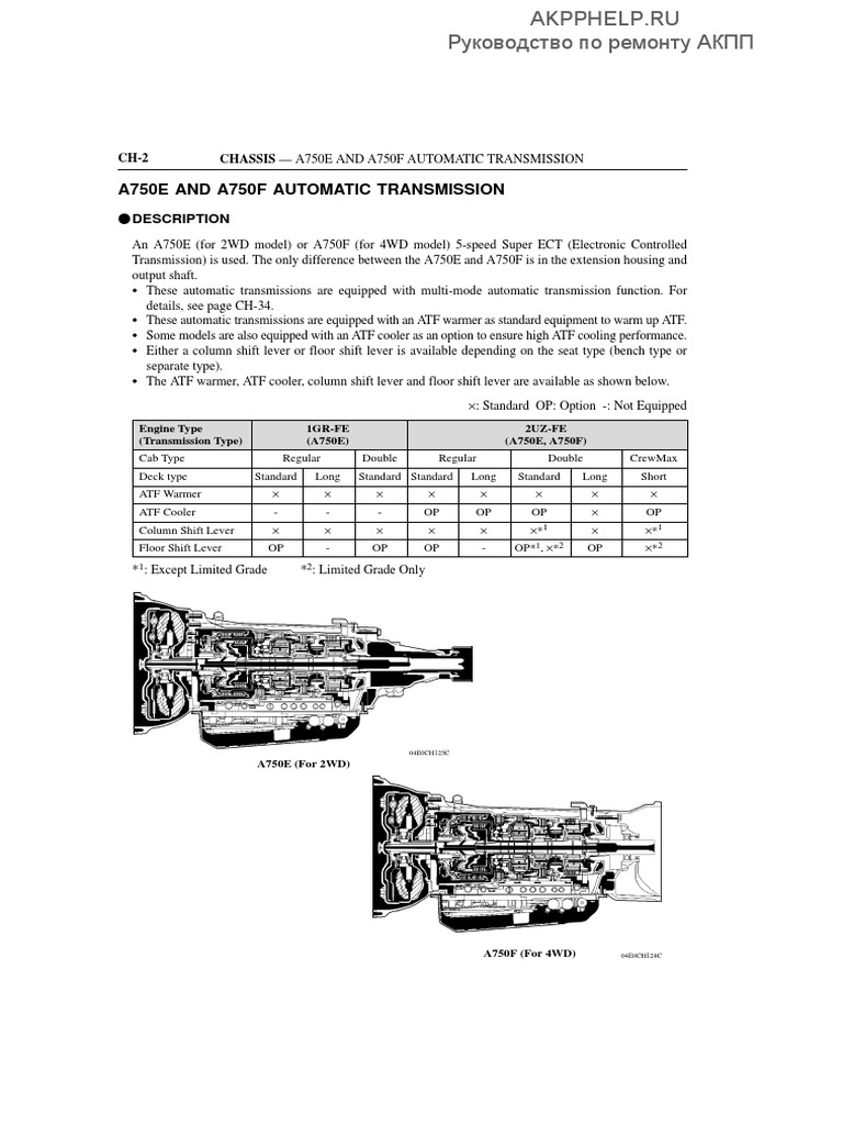 Rukovodstvo A750E 2 | PDF | Automatic Transmission | Clutch