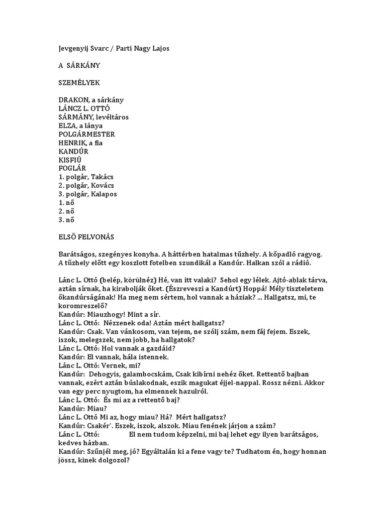 Jevgenyij Svarc, Parti Nagy Lajos A SÃ¡RkÃ¡Ny | PDF