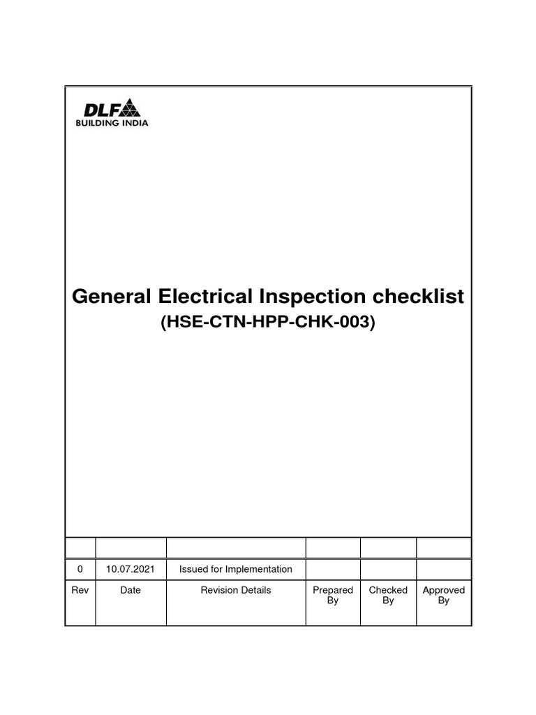 RSC Electrical Audit Checklist | PDF | Electrical Connector | Components