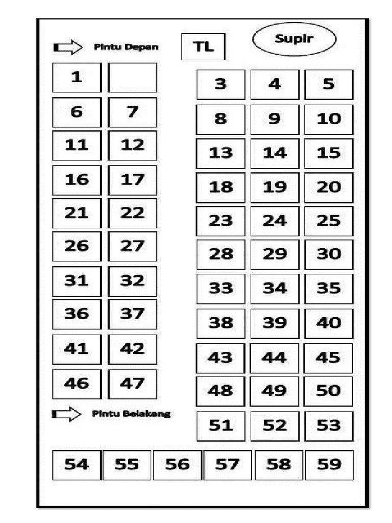 Denah Kursi Bus 59 dan 60 Seat | PDF