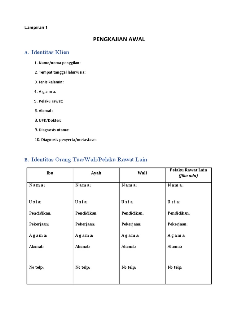 Format Pengkajian Pasien PaLiatif | PDF
