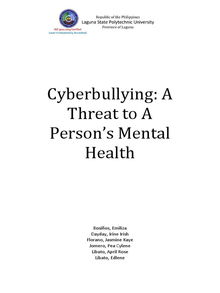 Cyberbullying A Threat To A Person's Mental Health - Case Study | PDF ...