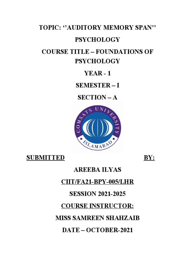 Psychology Experiment | PDF | Memory | Perception