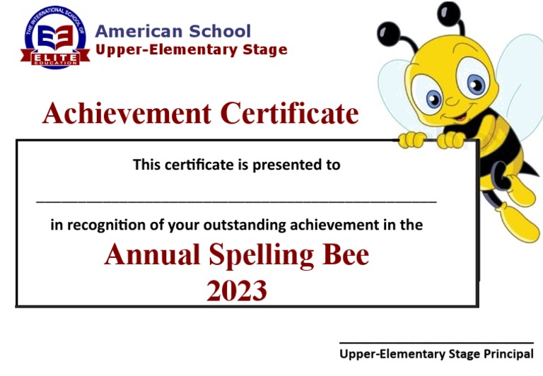 Spelling Bee Certificate 2023 | PDF