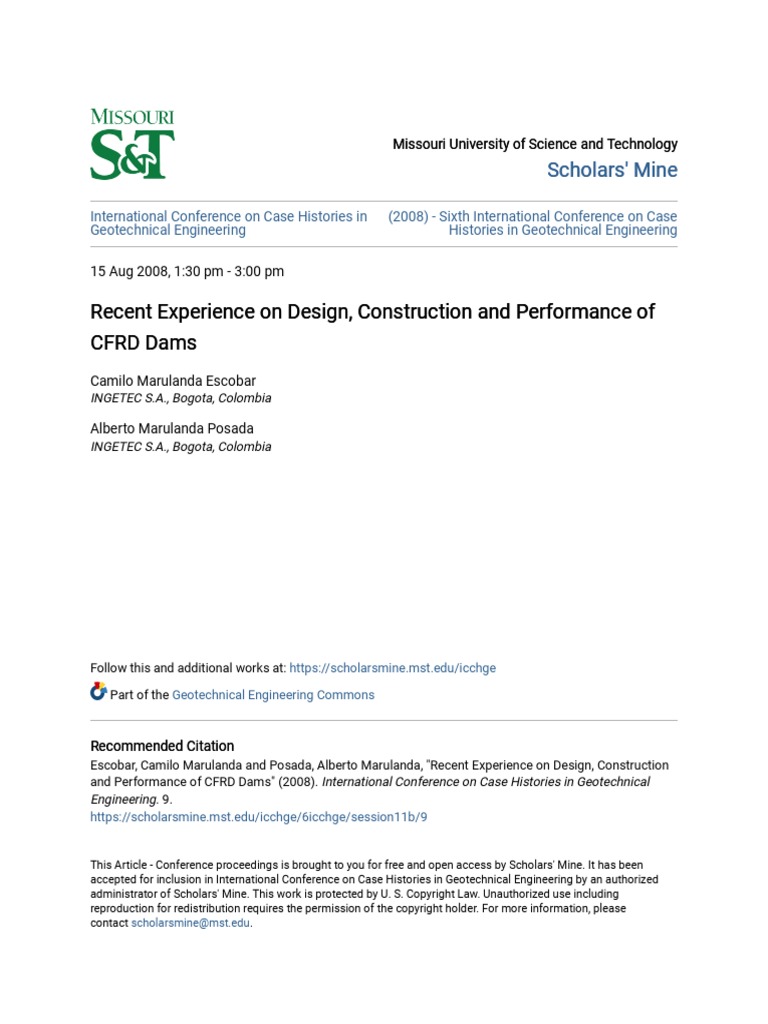Recent Experience On Design, Construction and Performance of CFRD | PDF ...