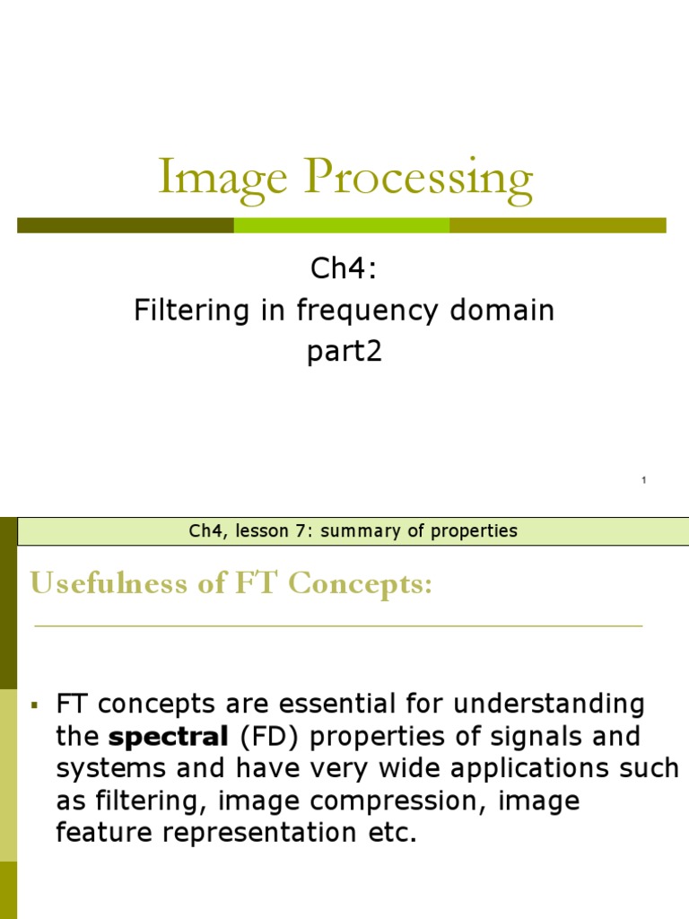 Image Processing-Ch4 - Part 2 | PDF | Low Pass Filter | Filter (Signal Processing)