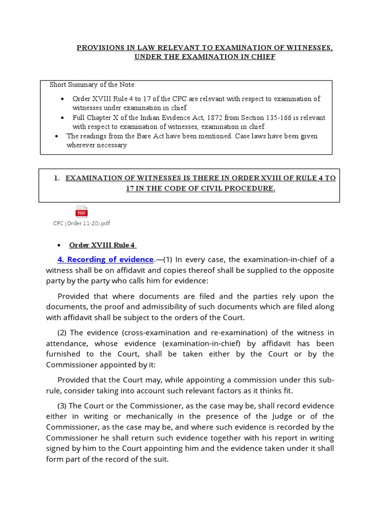 Legal Guide: Witness Examination | PDF | Witness | Evidence (Law)