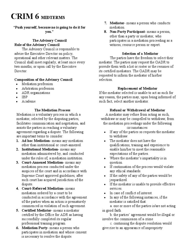 Crim 6 Midterms | Download Free PDF | Mediation | Arbitral Tribunal